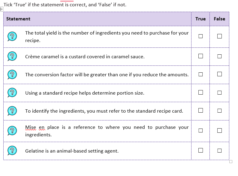 Tick 'True' if the statement is correct, and 'False' | Chegg.com