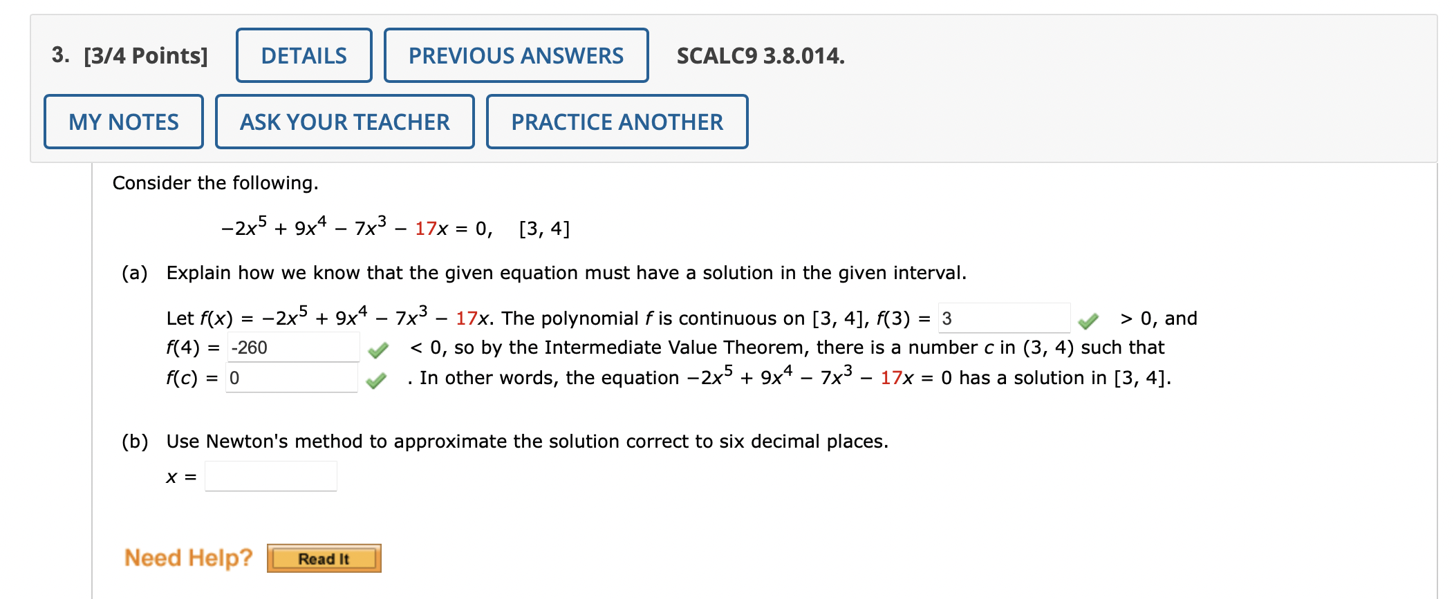 Solved Part (b) Use Newton's method to approximate the | Chegg.com