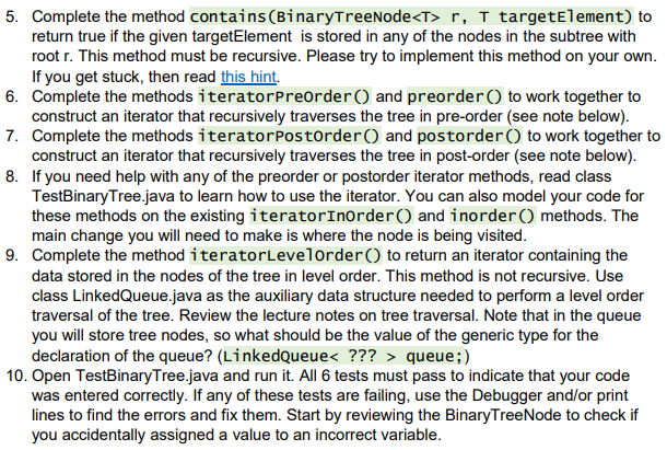 1. Open LinkedBinaryTree.java. Note that there are | Chegg.com