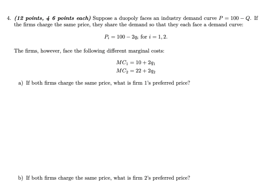Solved (12 points, \& 6 points each) Suppose a duopoly faces | Chegg.com Solved (12 points, \& 6 points each) Suppose a duopoly faces | Chegg.com