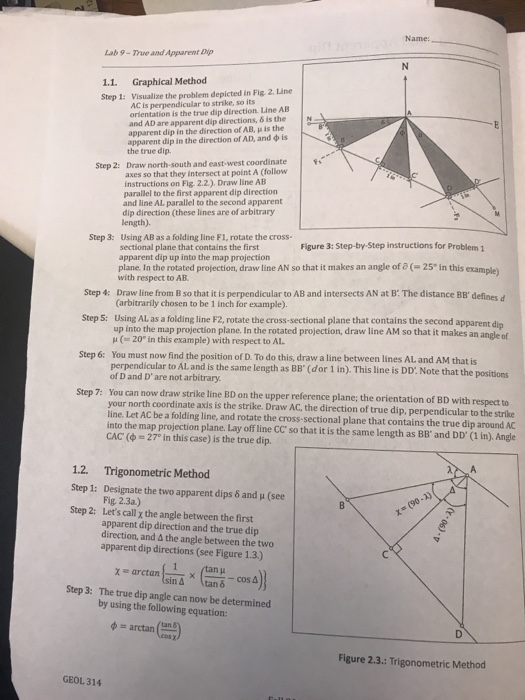 Lab 9: True and Apparent Dip GEOL 314: Structural | Chegg.com
