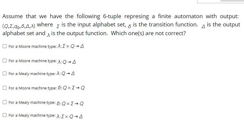 Solved Assume that we have the following 6-tuple represing a | Chegg.com