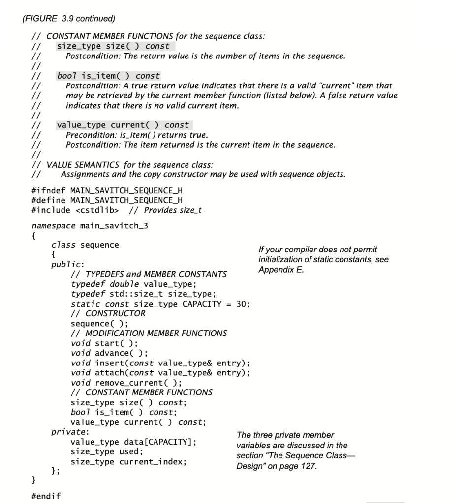 Solved Implement a sequence class with the given sequence | Chegg.com