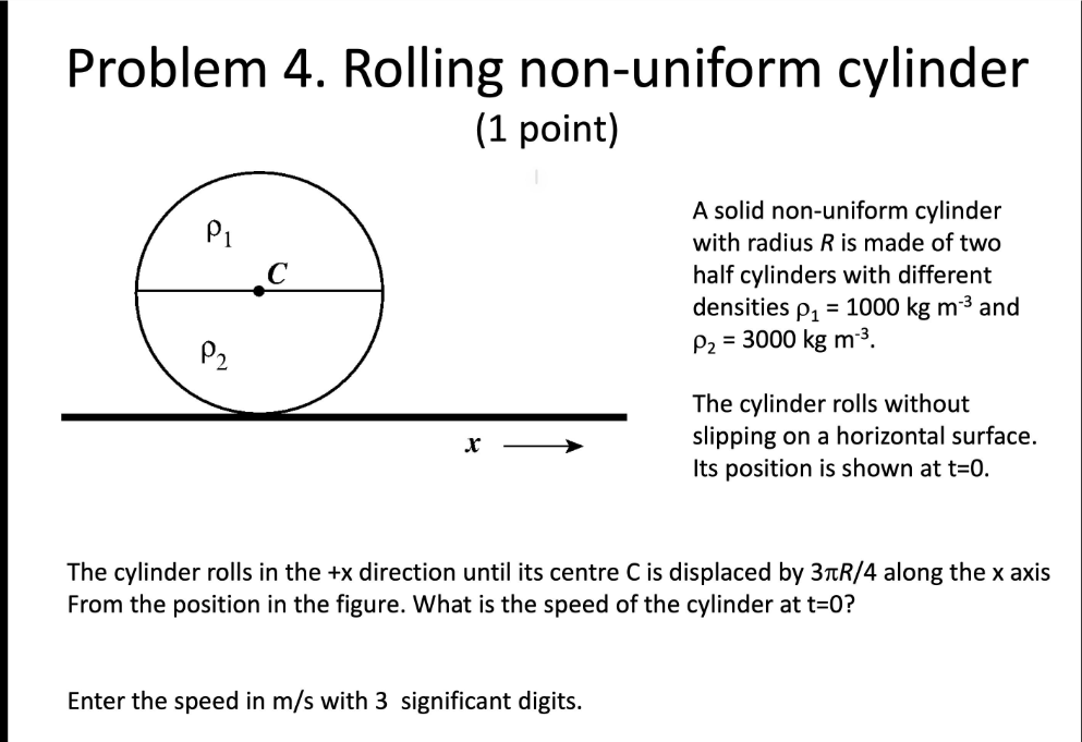 Solved Problem 4. Rolling non-uniform cylinder (1 point) A | Chegg.com
