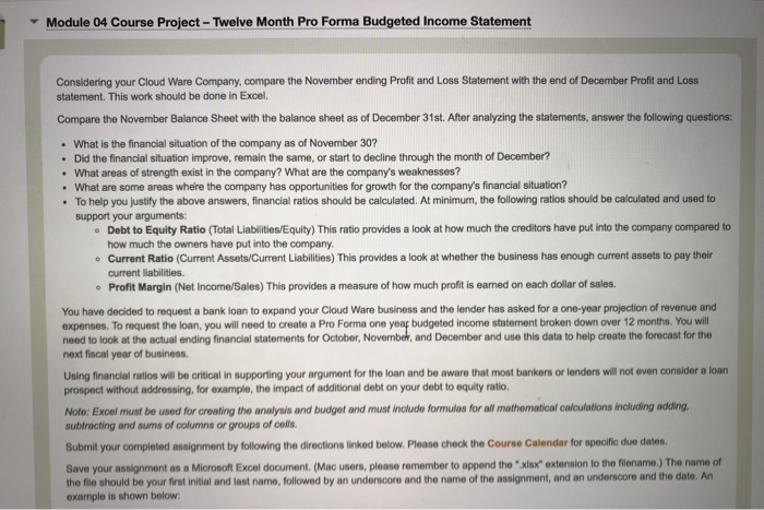 Solved Module 04 Course Project-Twelve Month Pro Forma | Chegg.com