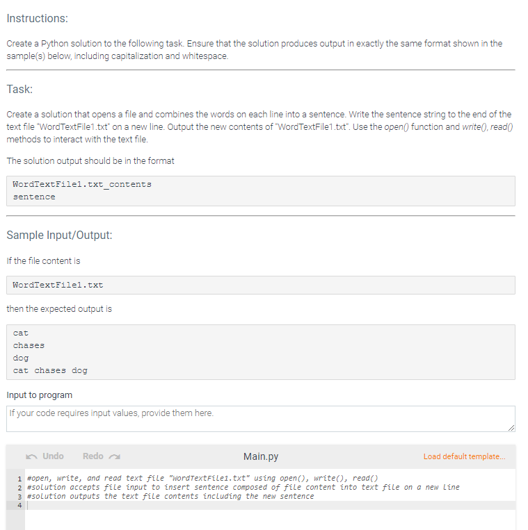 Solved Instructions Create A Python Solution To The