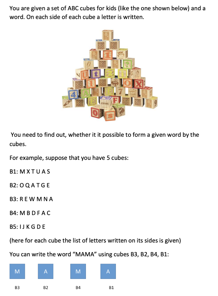You are given a set of ABC cubes for kids (like the | Chegg.com