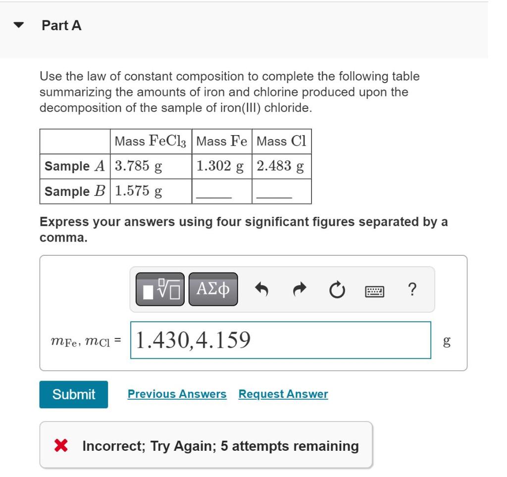 Solved Use the law of constant composition to complete the | Chegg.com