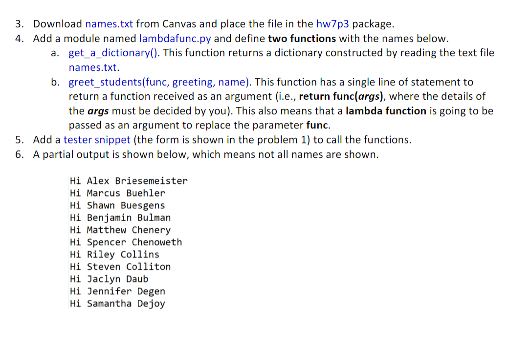 Solved bblem \#3 (10 points): LO: Lambda function and file | Chegg.com