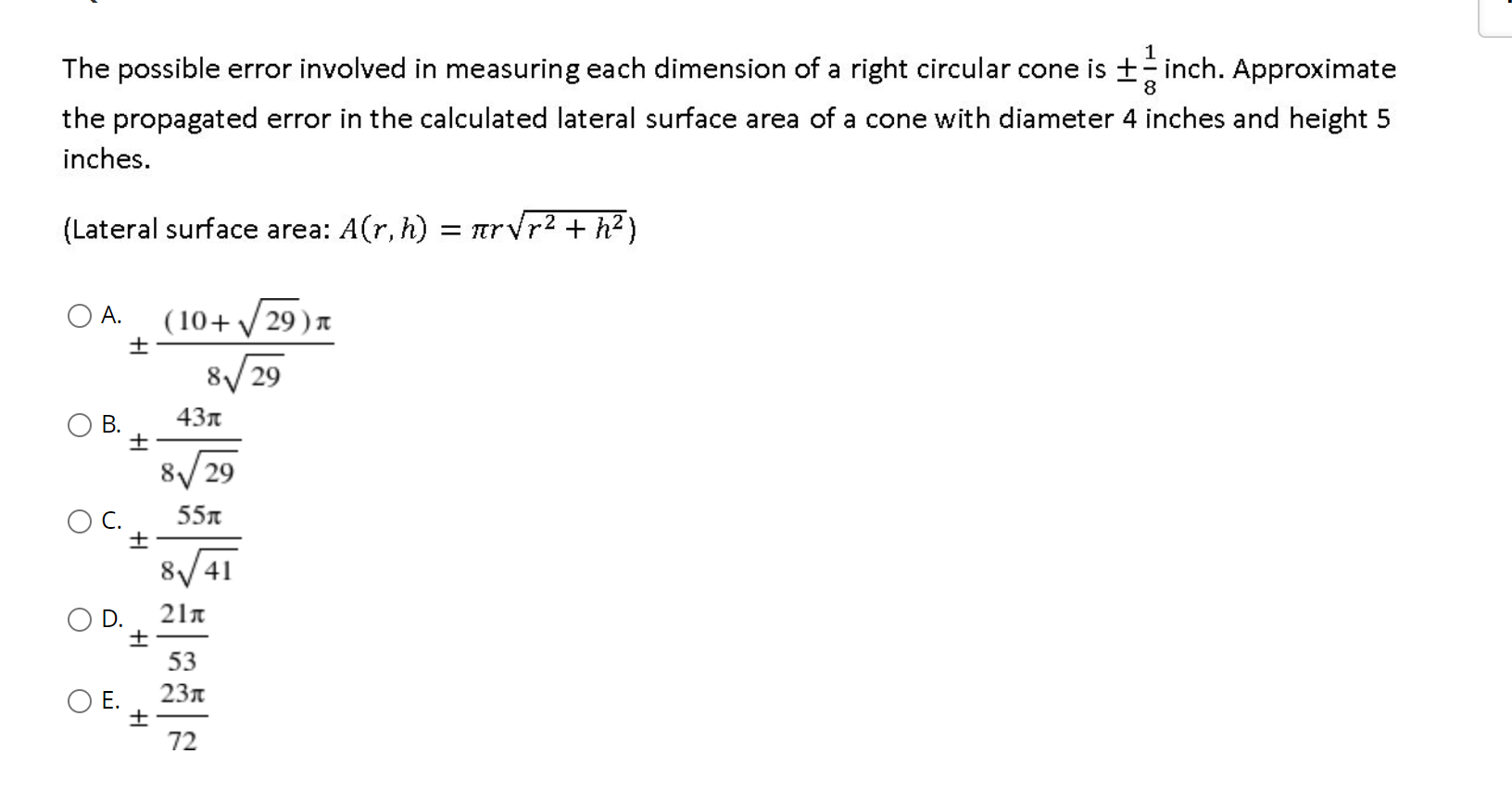 Solved 1 The possible error involved in measuring each | Chegg.com