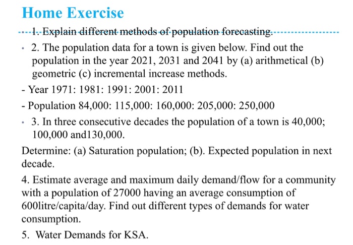 Solved Home Exercise I Explain Different Methods Of