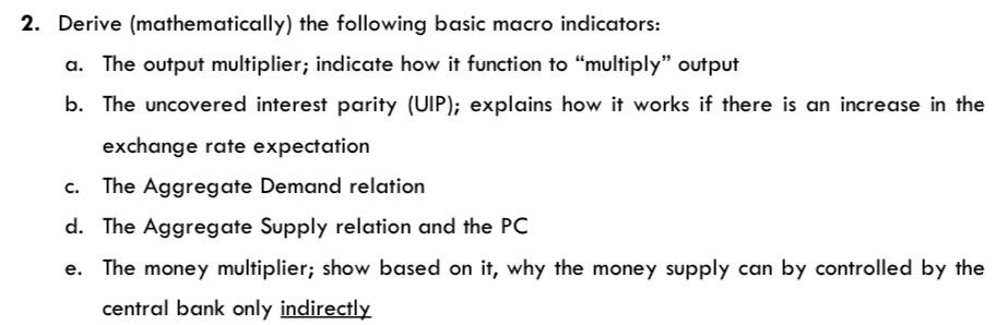 Solved 2. Derive (mathematically) the following basic macro | Chegg.com