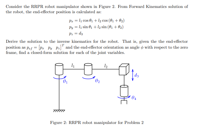 Solved Consider the RRPR robot manipulator shown in Figure | Chegg.com