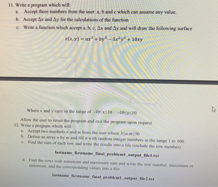 Solved 11. Write a program which will a. Accept three | Chegg.com