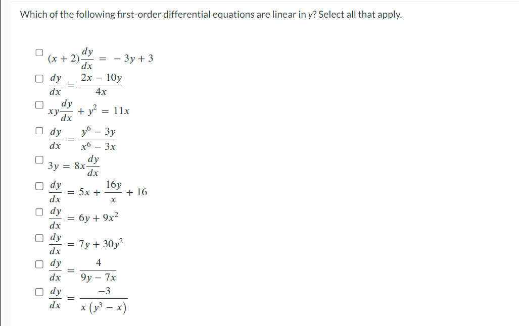 Solved Which of the following first-order differential | Chegg.com