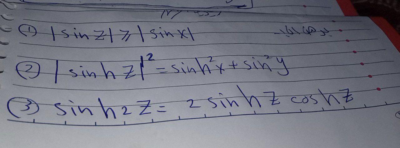 Solved Isinz17 I sinxt لي للبلد 2 - o sinh Z1² - sinhxising | Chegg.com
