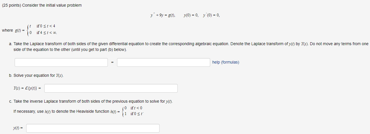 Solved (25 points) Consider the initial value problem y +9y | Chegg.com