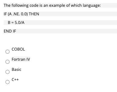 Solved The following code is an example of which language: | Chegg.com