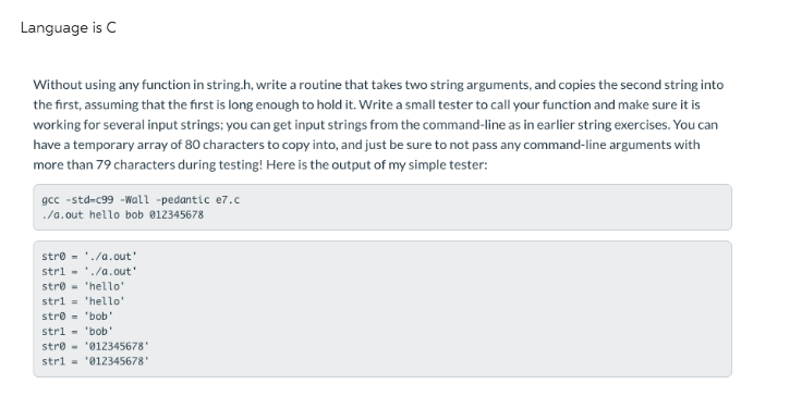 Solved Language is C Without using any function in string.h, | Chegg.com