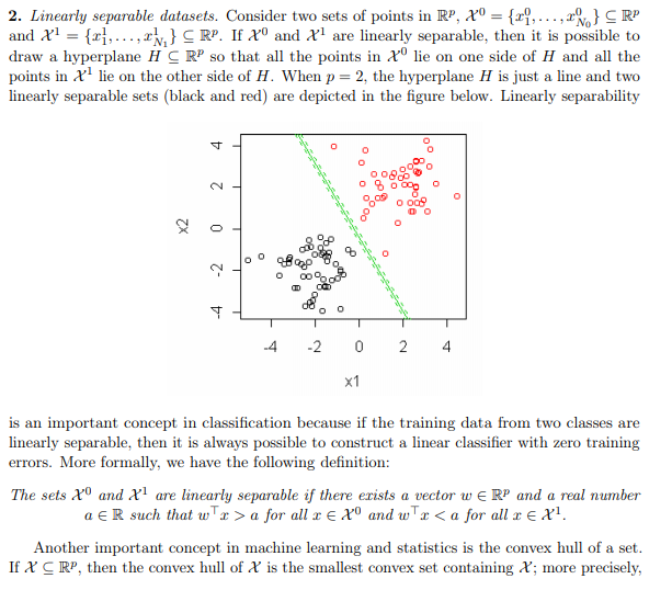 2. Linearly separable datasets. Consider two sets of | Chegg.com