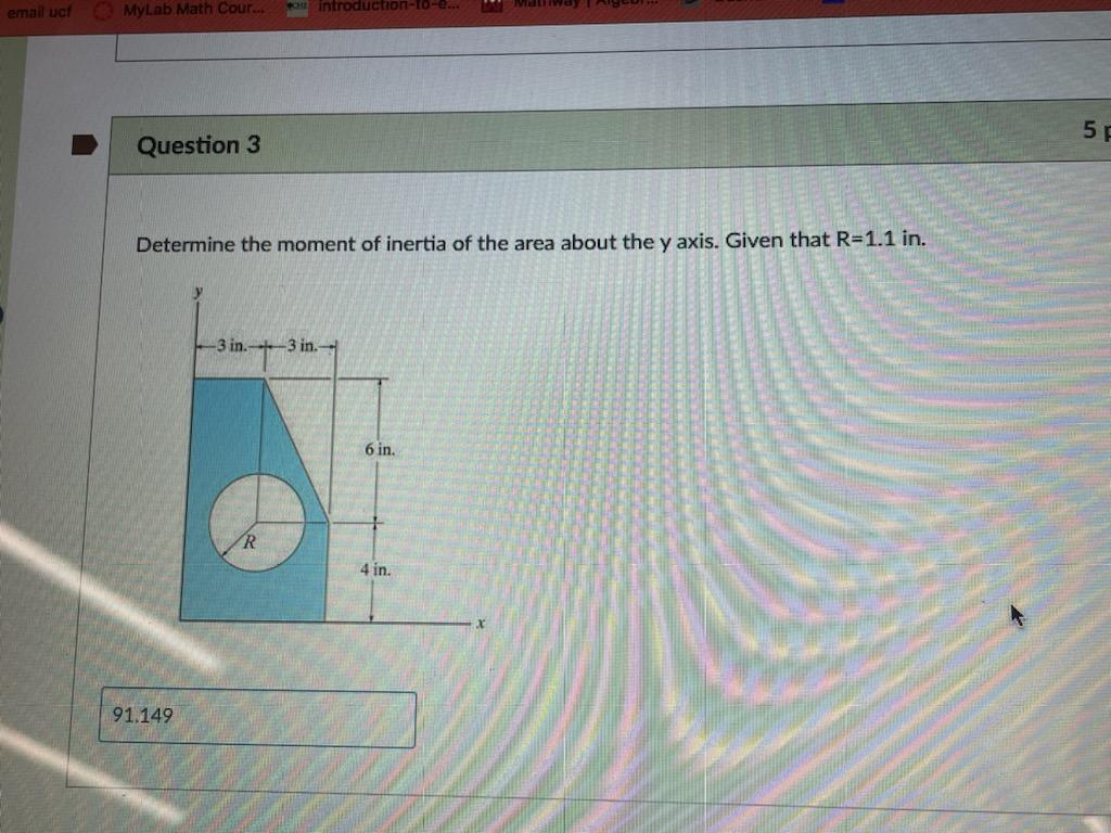 Solved Determine the moment of inertia of the area about the | Chegg.com