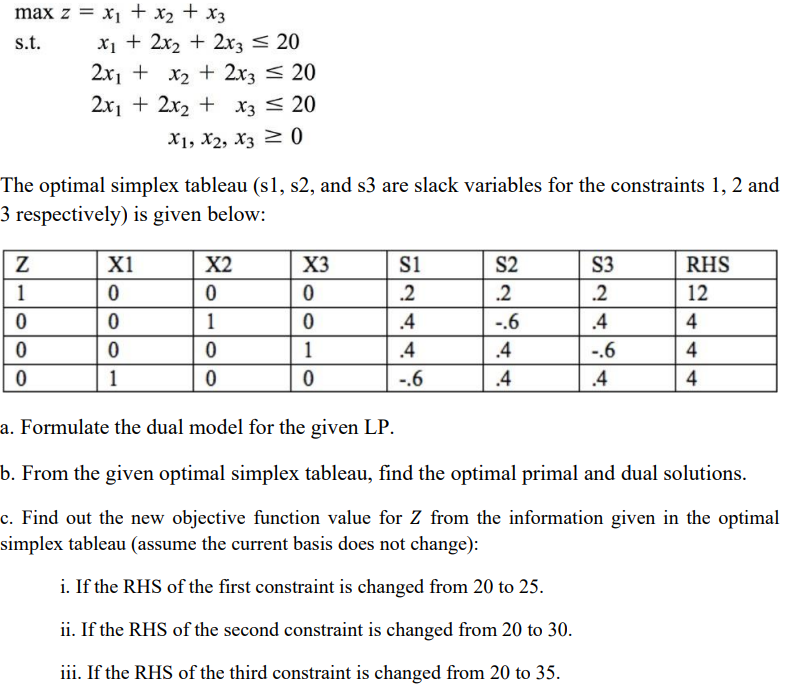 Solved maxz= s.t. | Chegg.com