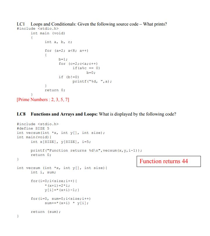 Solved LC1 Loops and Conditionals: Given the following | Chegg.com