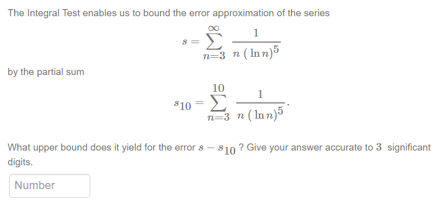 Solved The Integral Test enables us to bound the error | Chegg.com