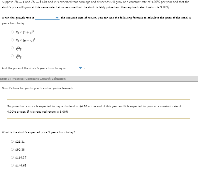 Solved If the stock is in equilibrium, rs must equal the | Chegg.com