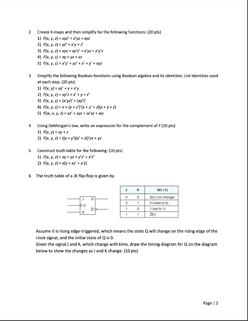 Solved 2 Create K Maps And Then Simplify For The Following