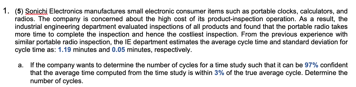 1. (5) Sonichi Electronics manufactures small | Chegg.com
