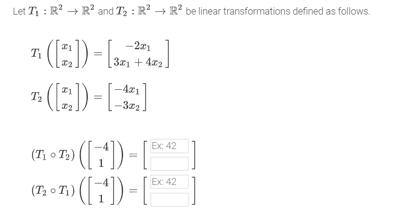 Solved Let T1:R2→R2 and T2:R2→R2 be linear transformations | Chegg.com