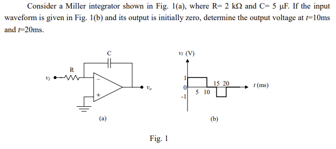 Solved Consider a Miller integrator shown in Fig. 1(a), | Chegg.com