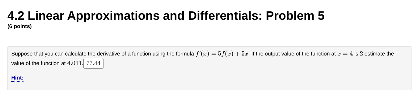 Solved 4 2 Linear Approximations And Differentials Problem