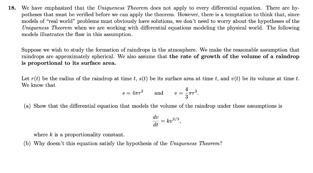 Solved 18. We have emphasized that the Uniqueness Theorem | Chegg.com