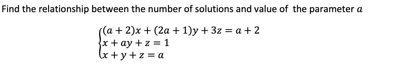 Solved Find the relationship between the number of solutions | Chegg.com