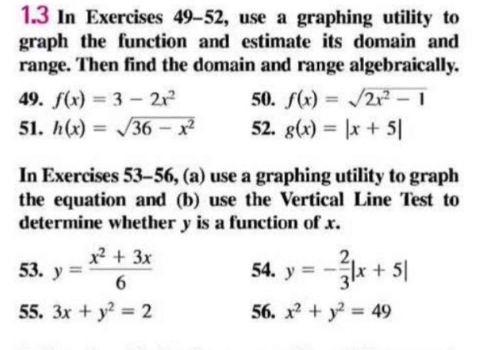Solved 1.3 In Exercises 49-52, use a graphing utility to | Chegg.com