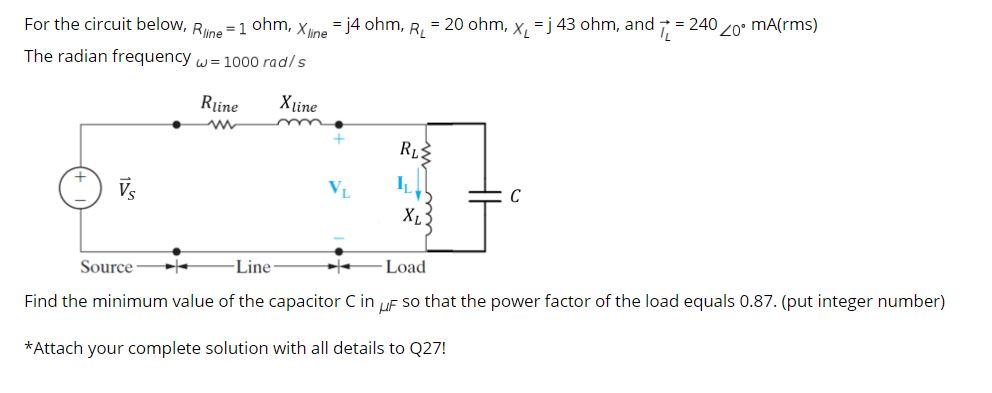 Solved For the circuit below, Rune = 1 ohm, Xline = j4 ohm, | Chegg.com