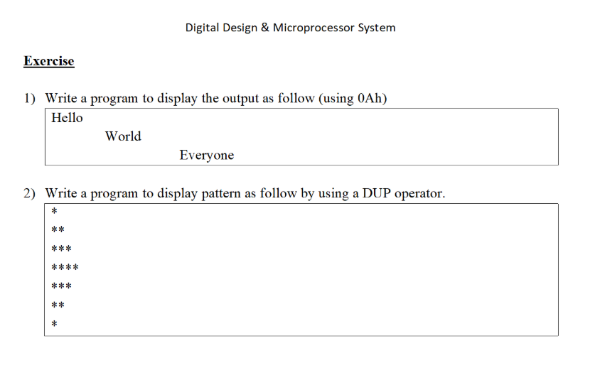Solved Digital Design & Microprocessor System Exercise 1) | Chegg.com