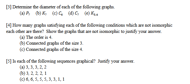 Solved [3] Determine the diameter of each of the following | Chegg.com