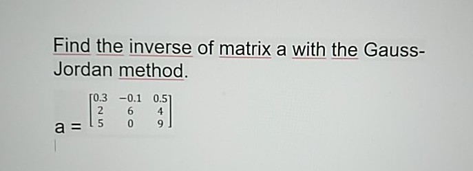 Solved Find the inverse of matrix a with the Gauss- Jordan | Chegg.com