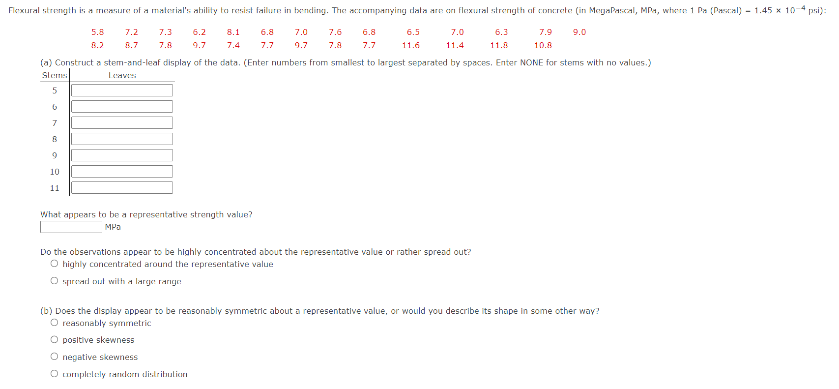 Solved (a) Construct a stem-and-leaf display of the data. | Chegg.com