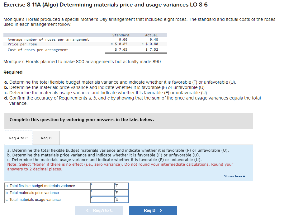 Exercise 8-11A (Algo) Determining materials price and | Chegg.com