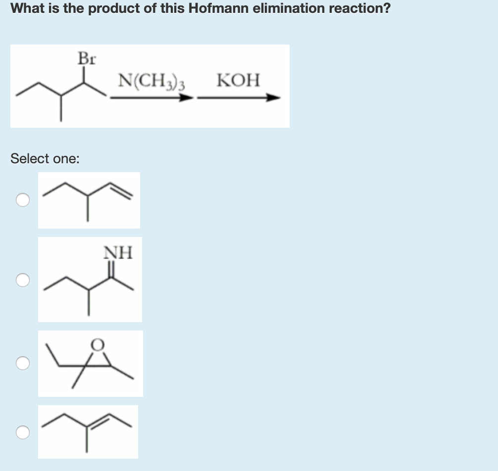 Solved What is the product of this Hofmann elimination | Chegg.com