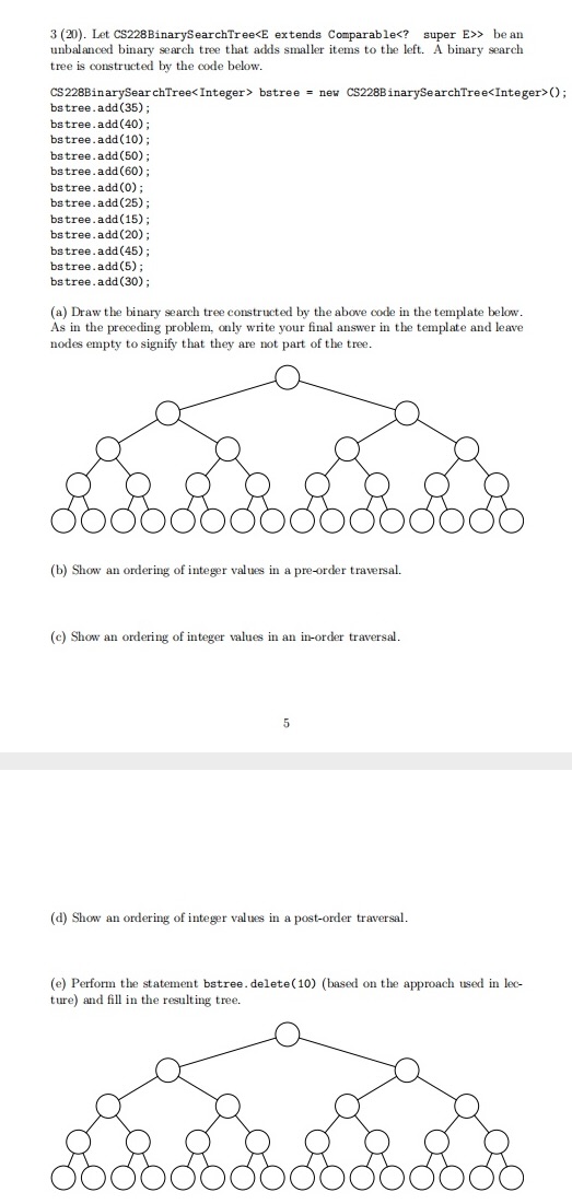3 (20). ﻿Let CS228BinarySearchTreeadd(40) | Chegg.com