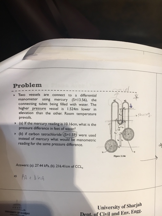 Solved Problem Two vessels are connect to a differential | Chegg.com