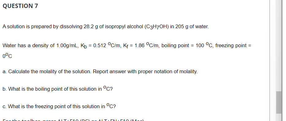 Solved QUESTION 7A solution is prepared by dissolving 28.2g | Chegg.com