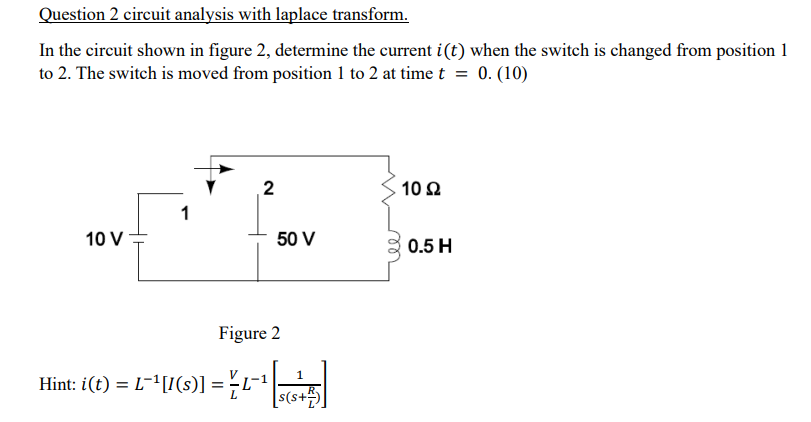 Solved Question 2 ﻿circuit analysis with laplace | Chegg.com