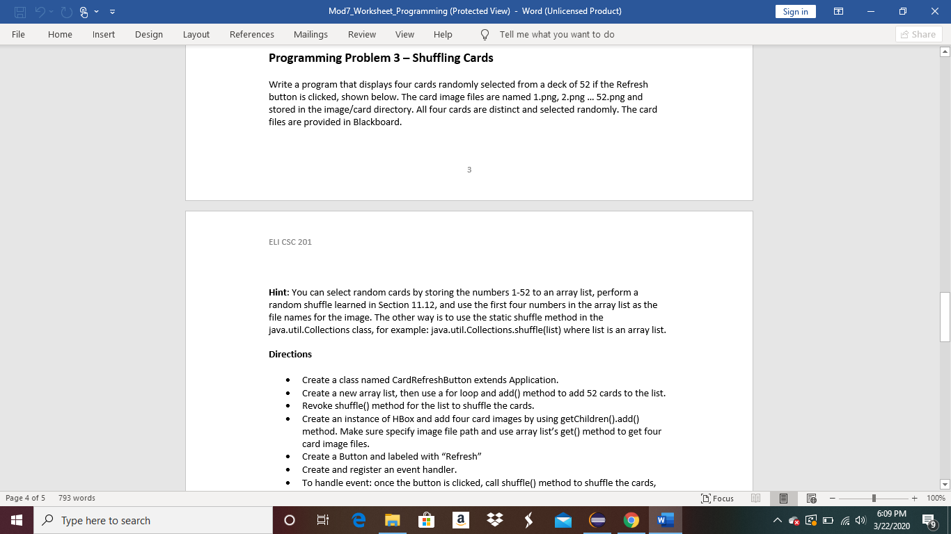 Solved H W UBE Mod7_Worksheet_Programming (Protected View) - | Chegg.com