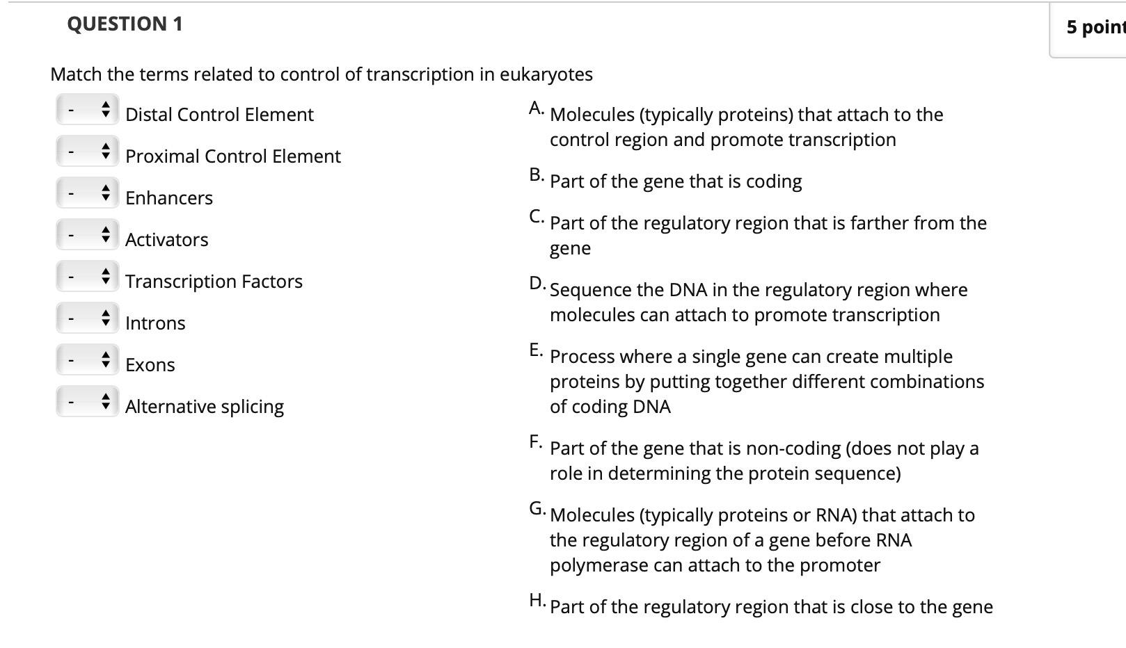 Solved QUESTION 1 Match the terms related to control of | Chegg.com